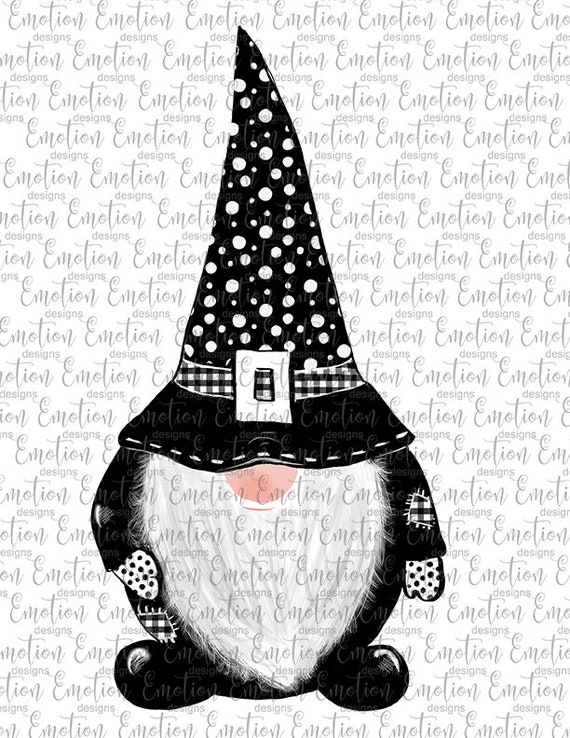 Gnome Black and White Clipart Instant Download Sublimation | Etsy