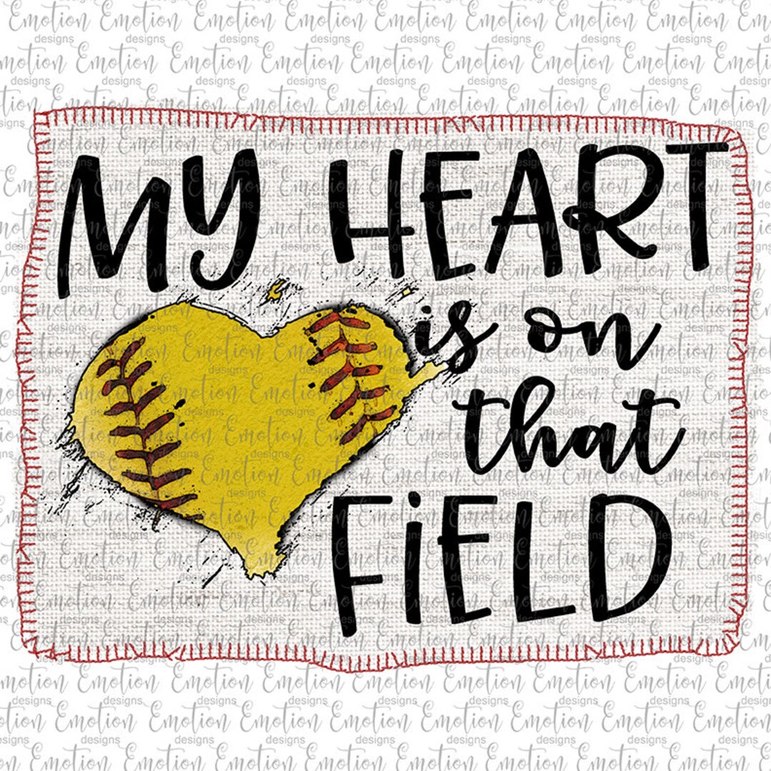 My Heart is on That Field Softball Clipart, PNG, Instant Download ...