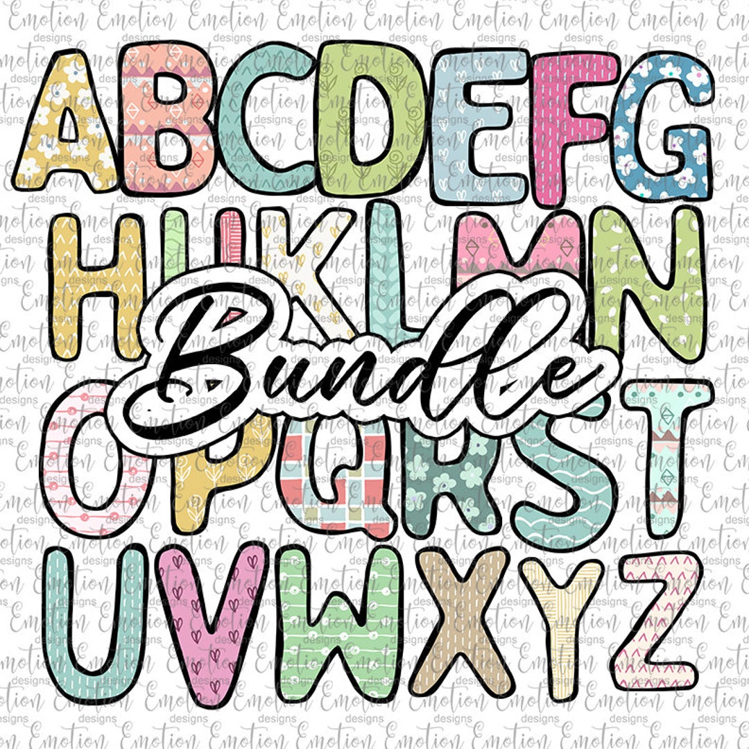 Patterned Alphabet Set A to Z Clip Art, Instant Download, DTF Printing ...