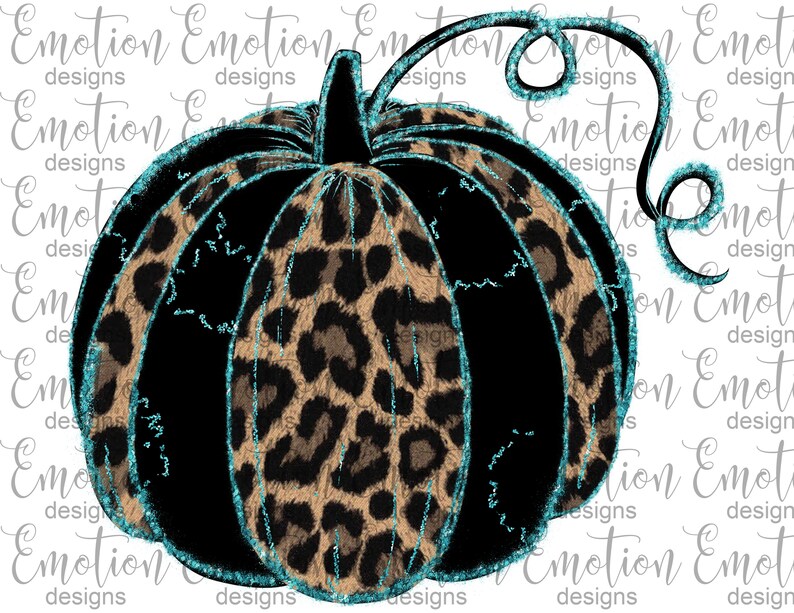 Turquoise Leopard Black Pumpkin PNG Clipart Instant | Etsy