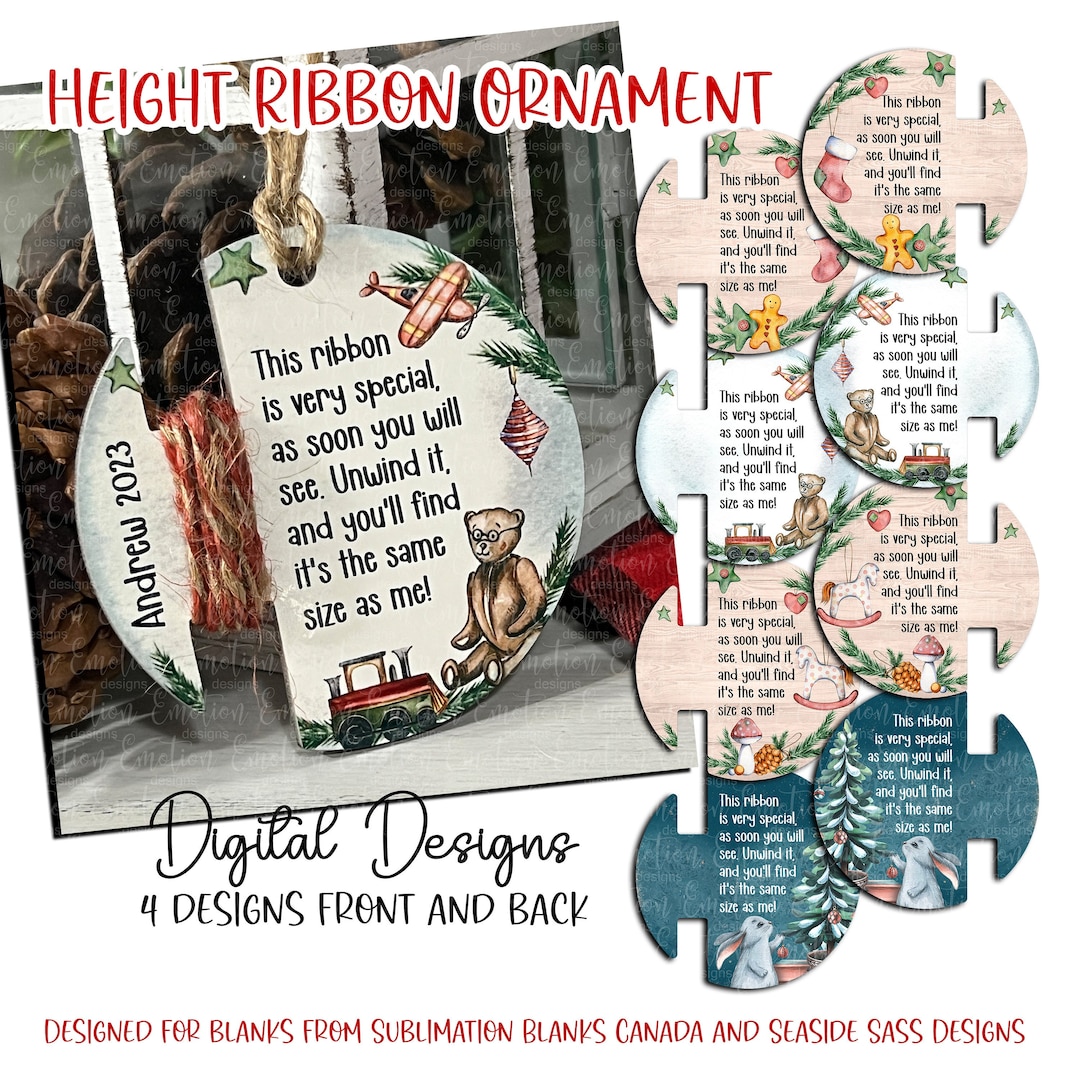 Height Measurement Ribbon Ornament Digital Design Bundle, Instant ...