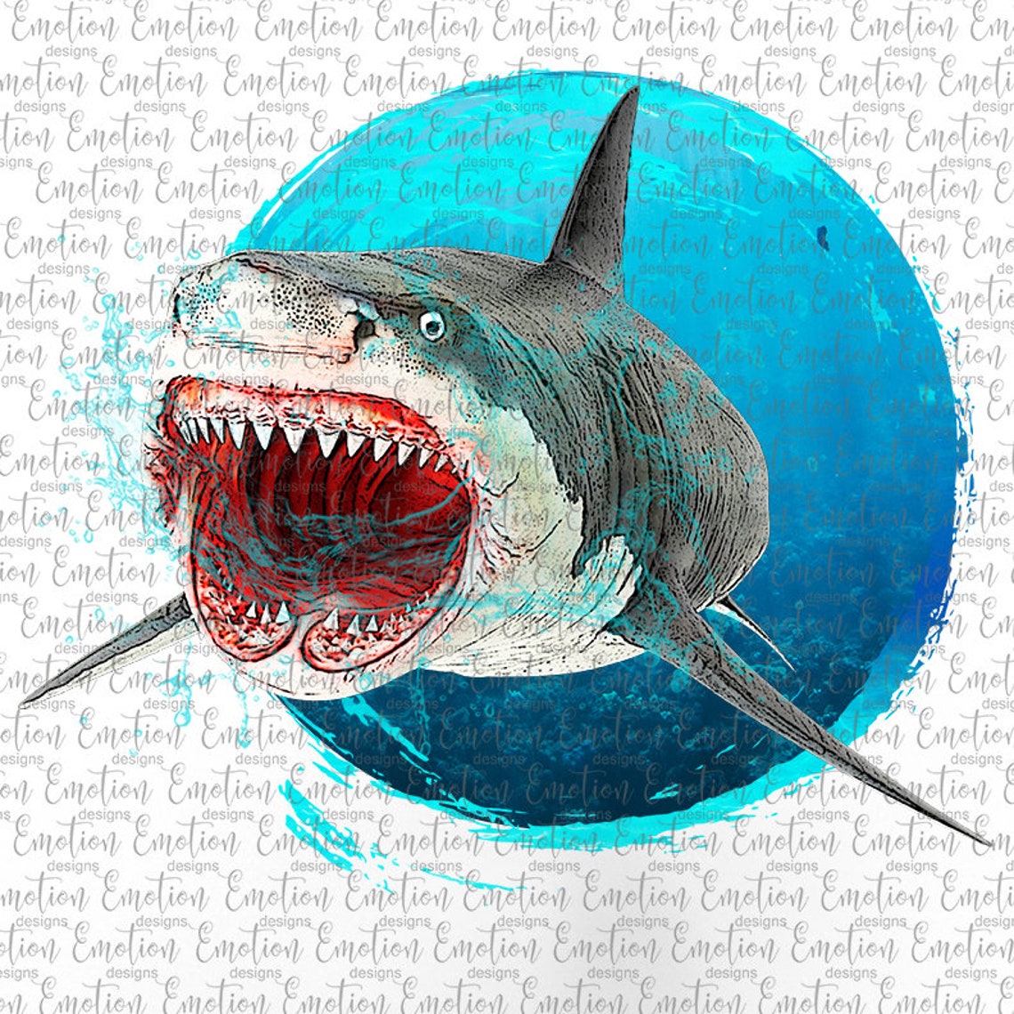 Shark Watercolor PNG, Instant Download, Sublimation Graphics, Clipart ...