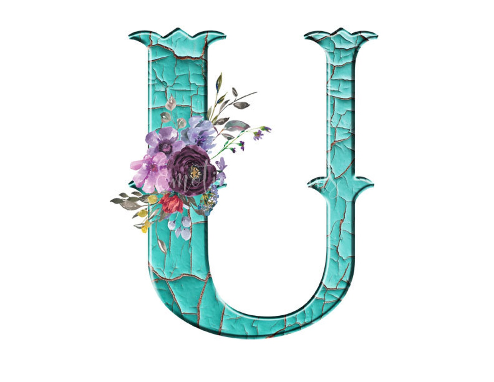 UVWXYZ Rustic Turquoise Monogram Letters Clip Art Instant | Etsy Canada