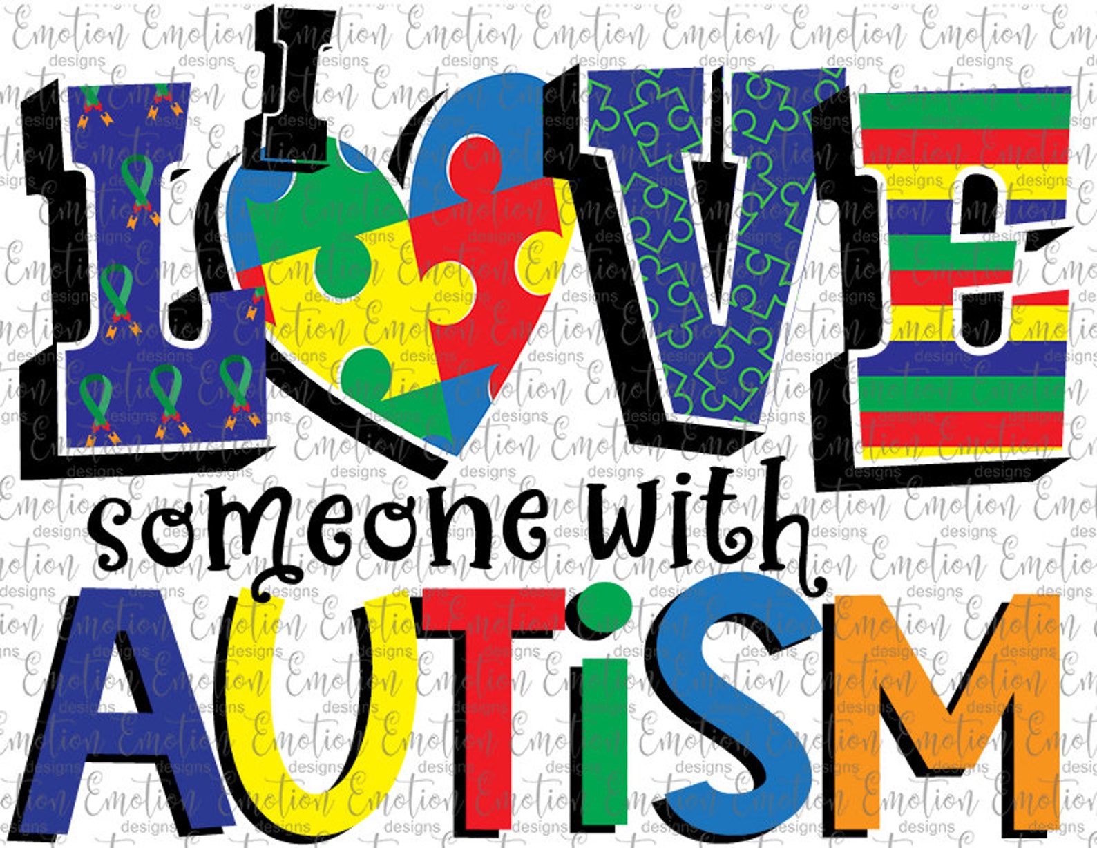 Love Someone With Autism Clipart, Instant Download, Sublimation ...