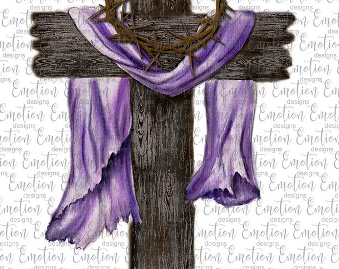 Cross Purple Cloth Png - Sublimation Designs Easter Cross Instant ...