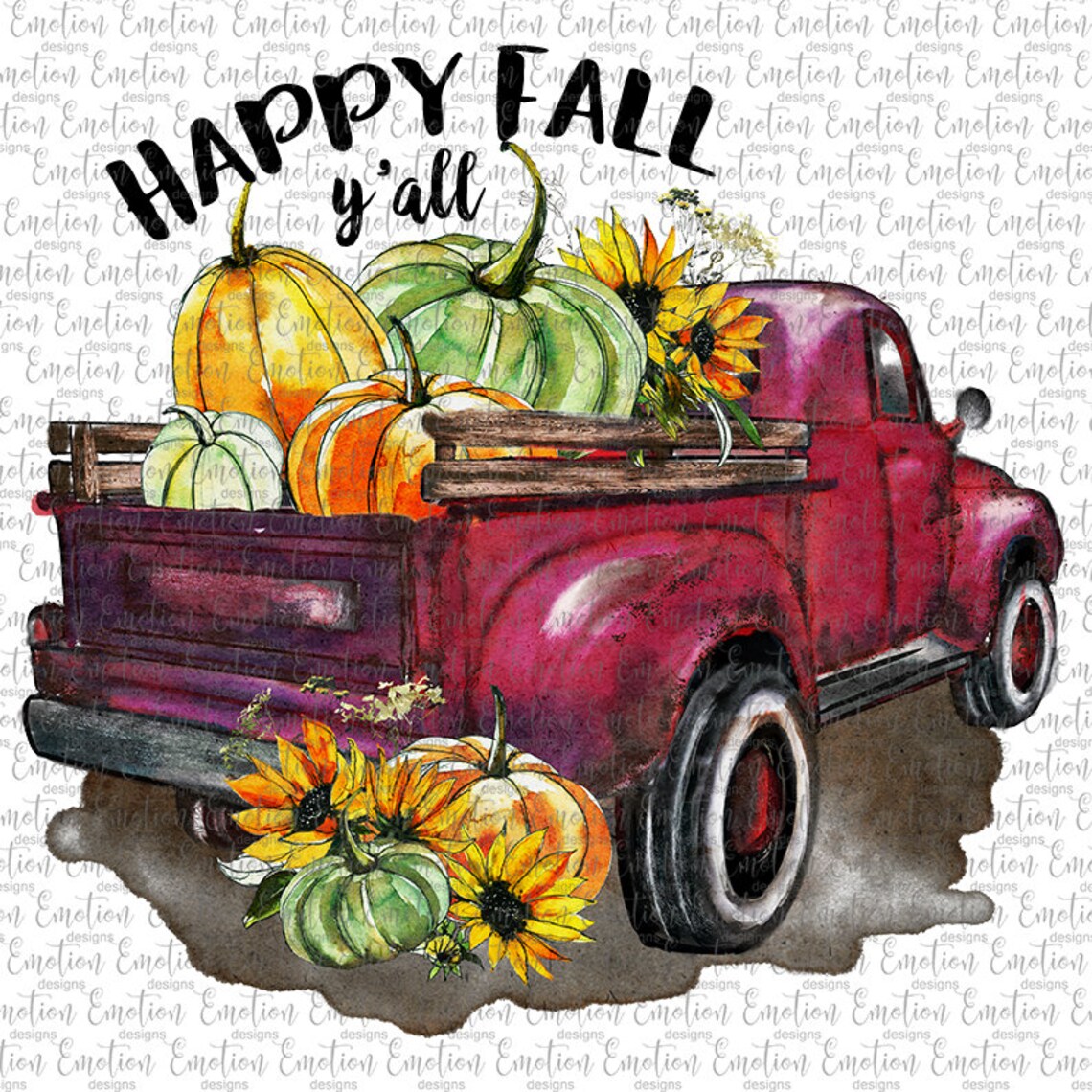 Happy Fall Yall Pumpkins Vintage Truck C Rytter Original - Etsy