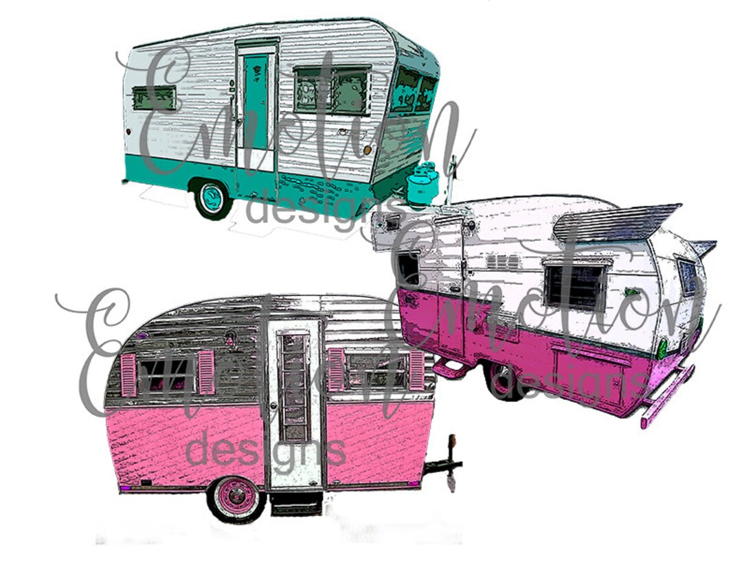 Vintage Travel Trailer Bundle, Instant Download, Camper, Sublimation ...