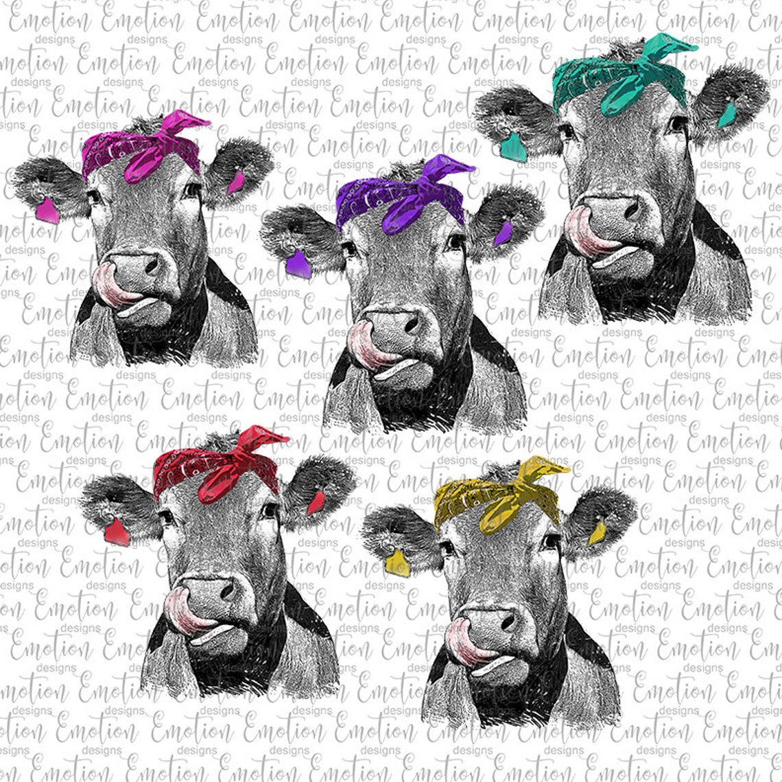 Cow Lick Bundle Clipart, Instant Download, Sublimation, DTF Printing - Etsy