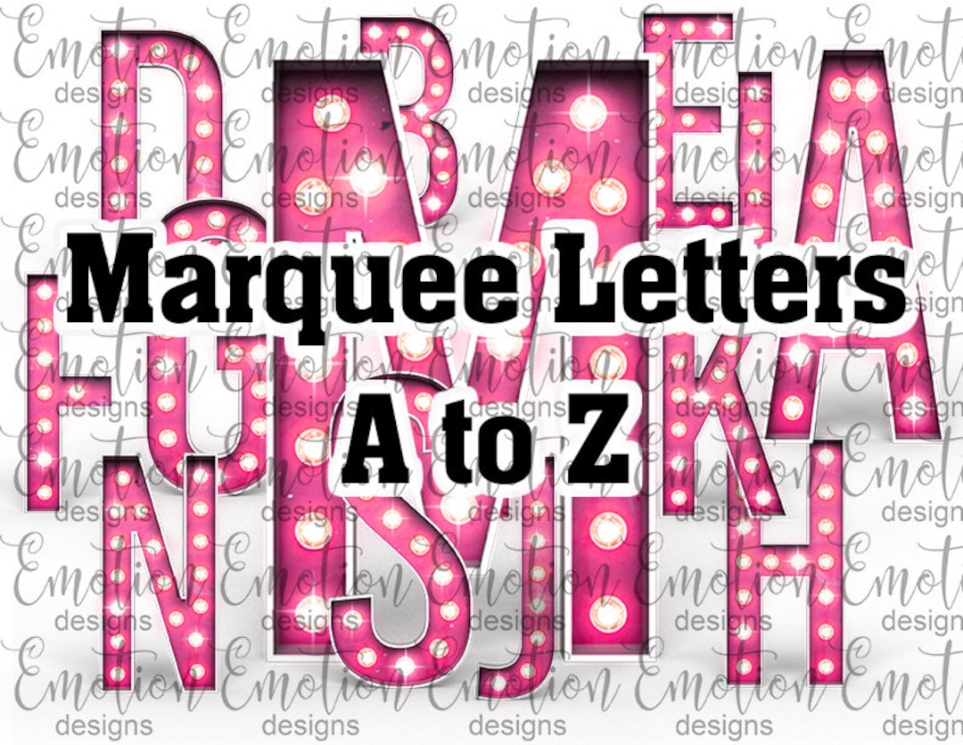 Pink Marquee Letters A to Z Clip Art, Instant Download - Etsy