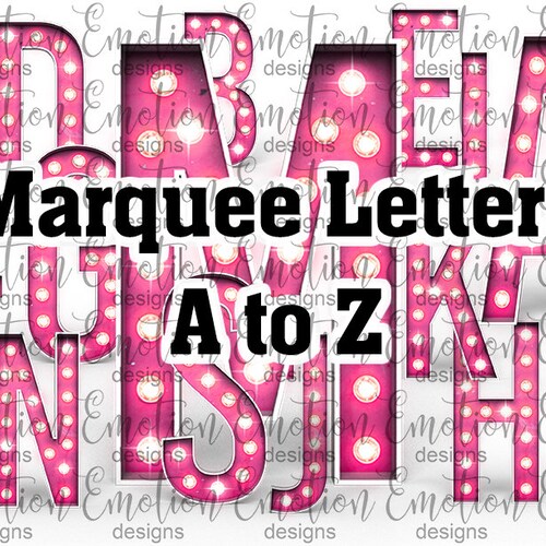 Pink Marquee Letters A to Z Clip Art Instant Download - Etsy