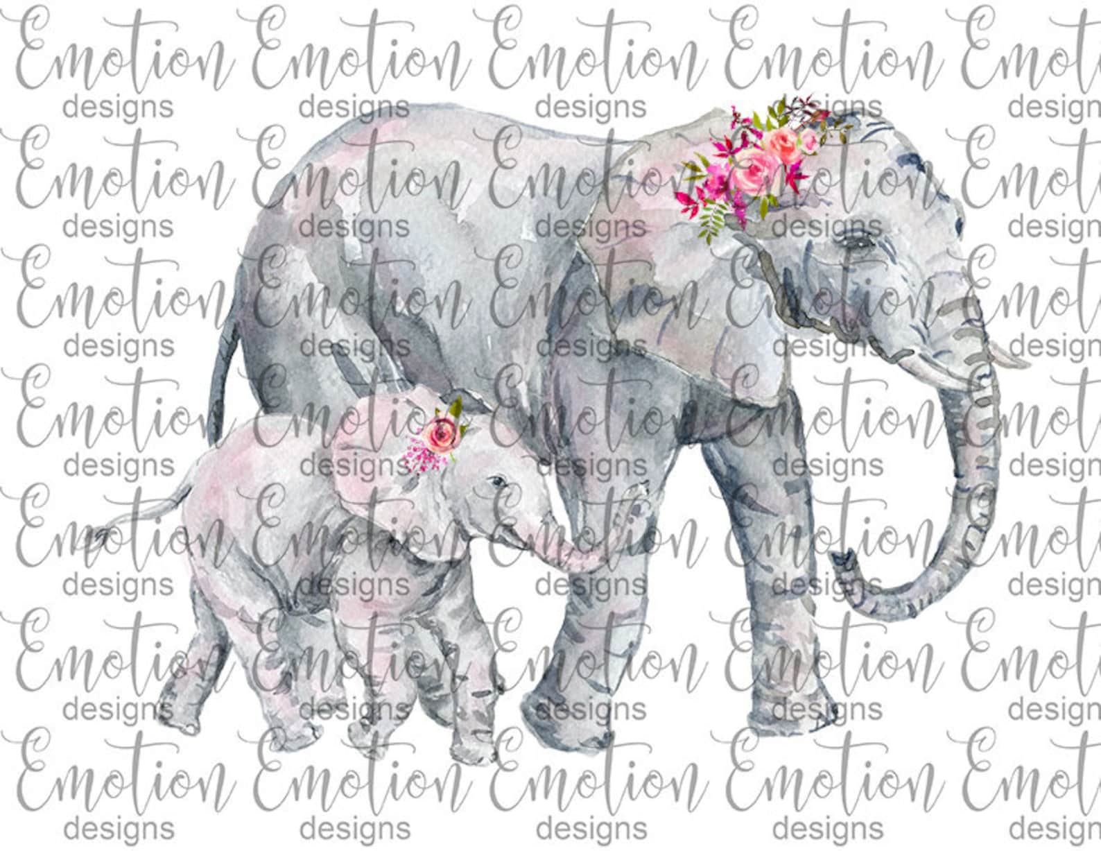 Elephants With Roses PNG, Instant Download, Sublimation Graphics ...