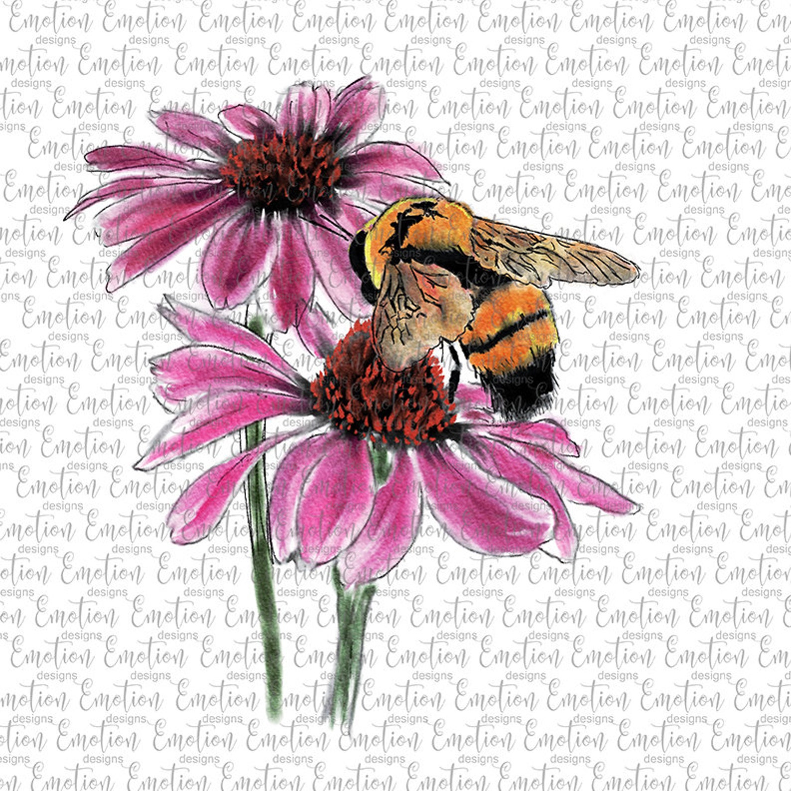 Bee Watercolor and Flowers Instant Download Sublimation | Etsy