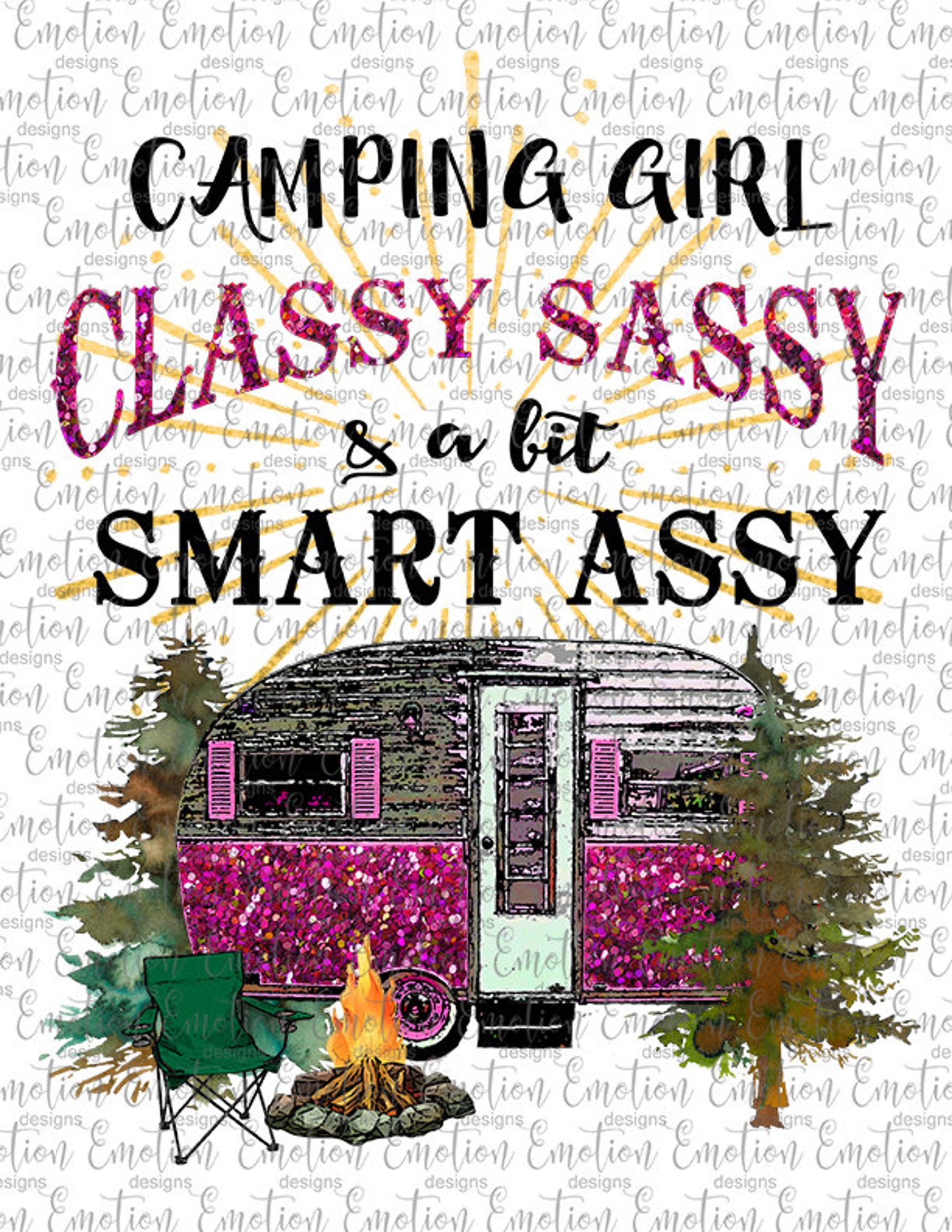 Camping Girl Pink Clipart, Instant Download, Flowers, Sublimation ...