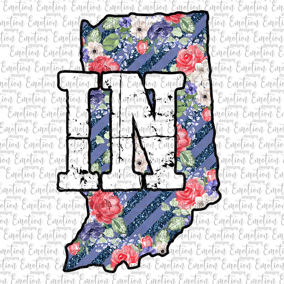 Indiana Floral Patriotic State PNG Instant Download - Etsy