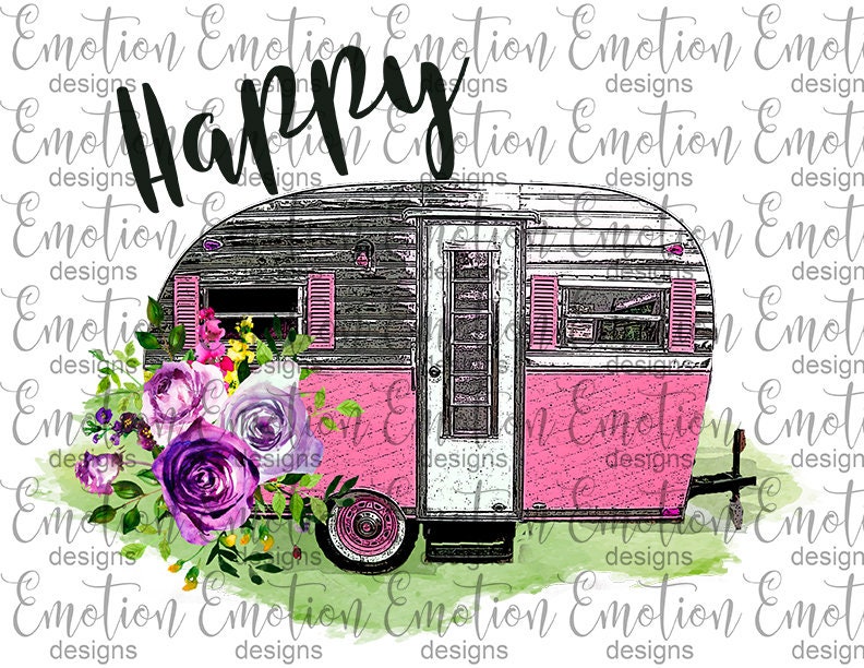 Happy Camper Clipart, Instant Download, Sublimation Graphics, PNG, DTF ...