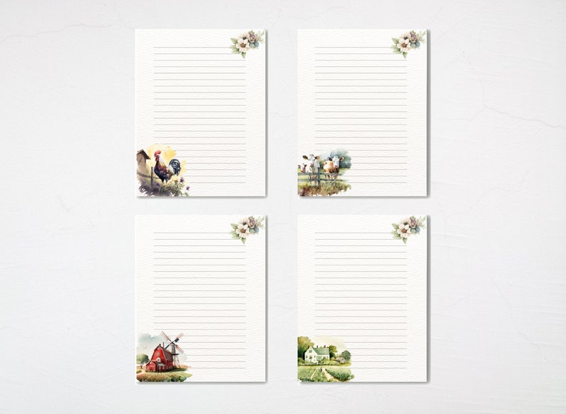 Down on the Farm Printable Stationery, Printable Writing Paper ...