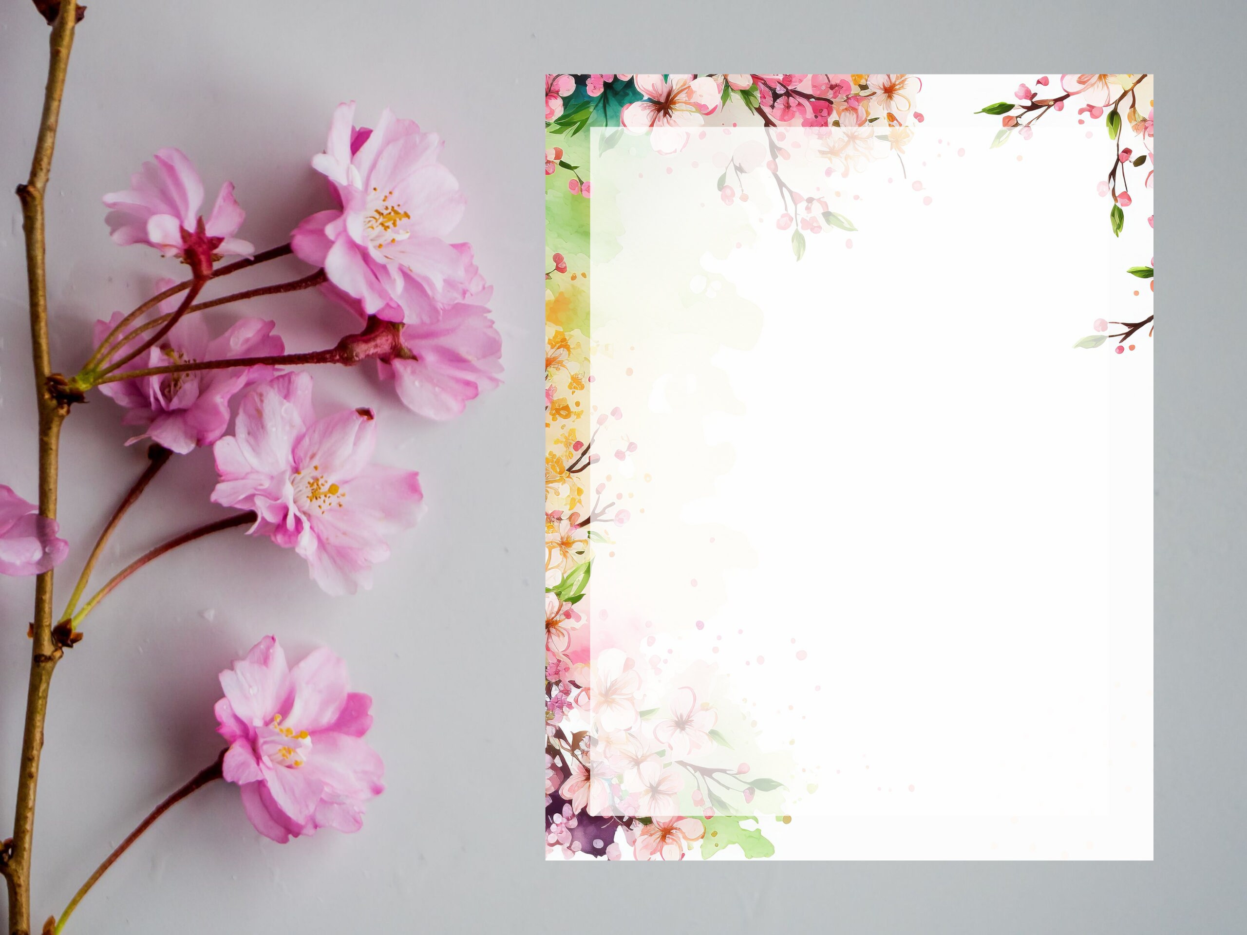 Spring Flowers Printable Stationery, Printable Writing Paper, Printable ...