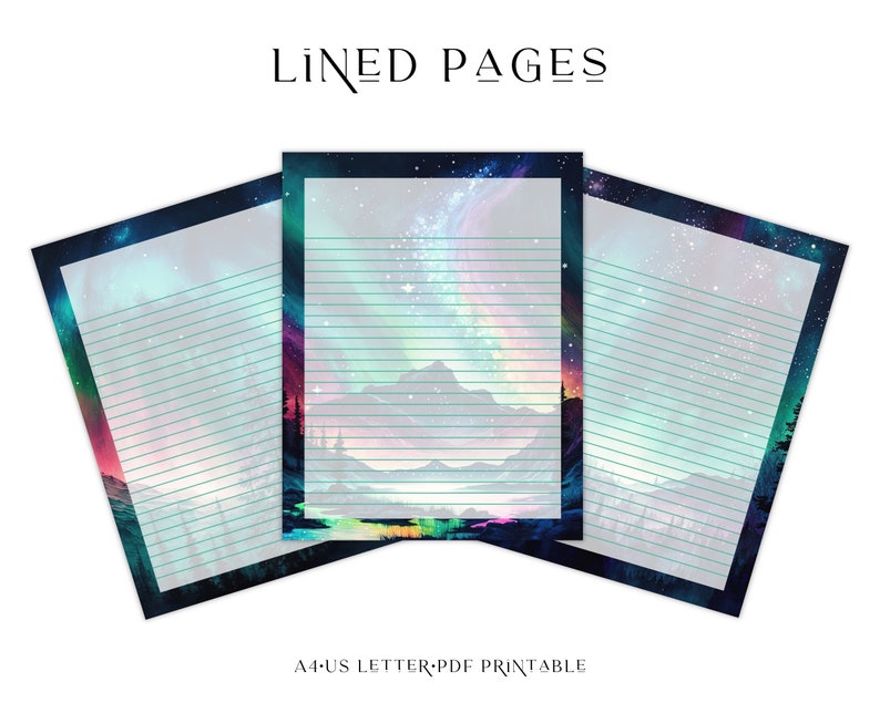 Northern Lights Printable Stationery, Printable Writing Paper, A4 ...