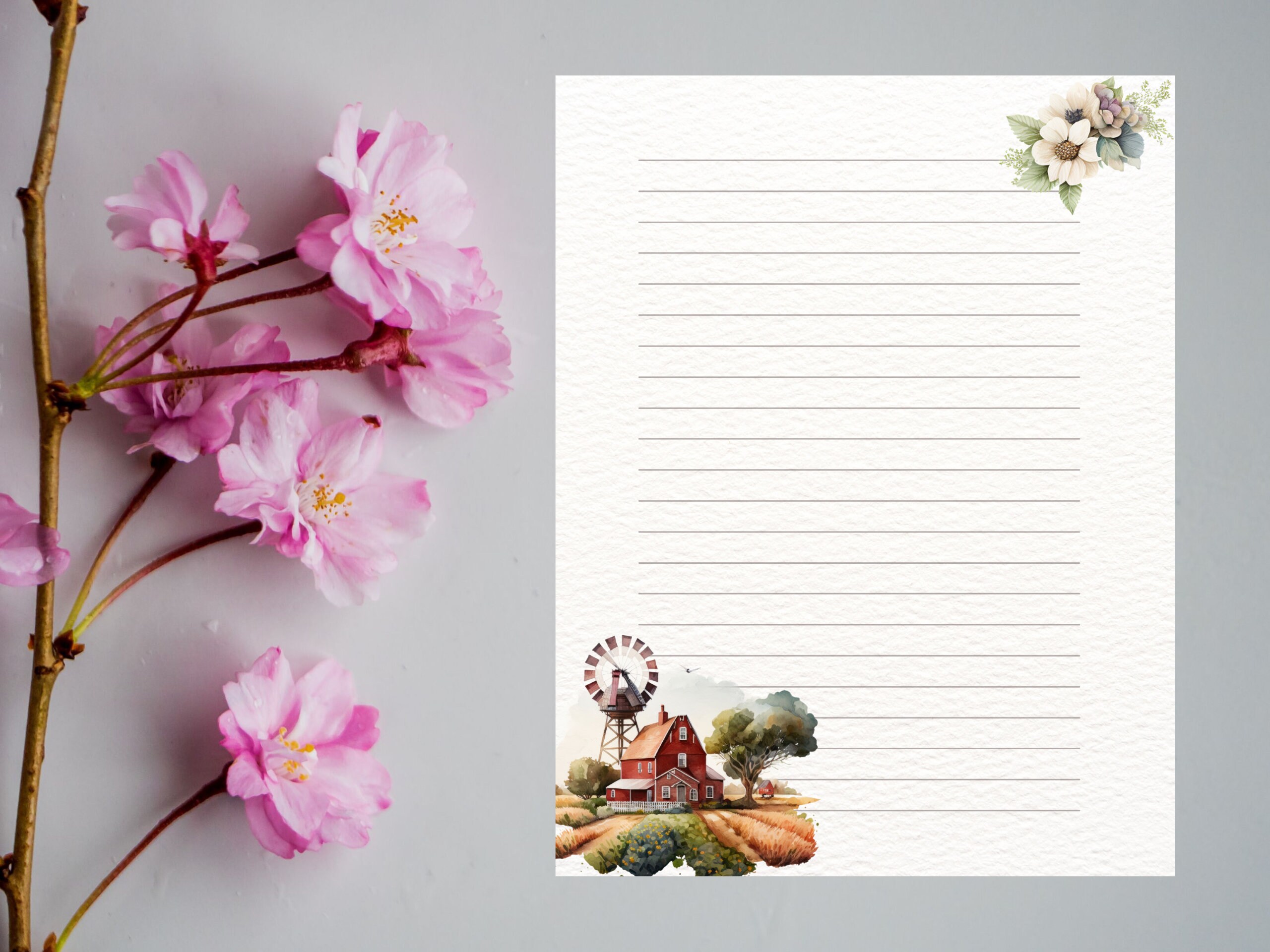 Down on the Farm Printable Stationery, Printable Writing Paper ...