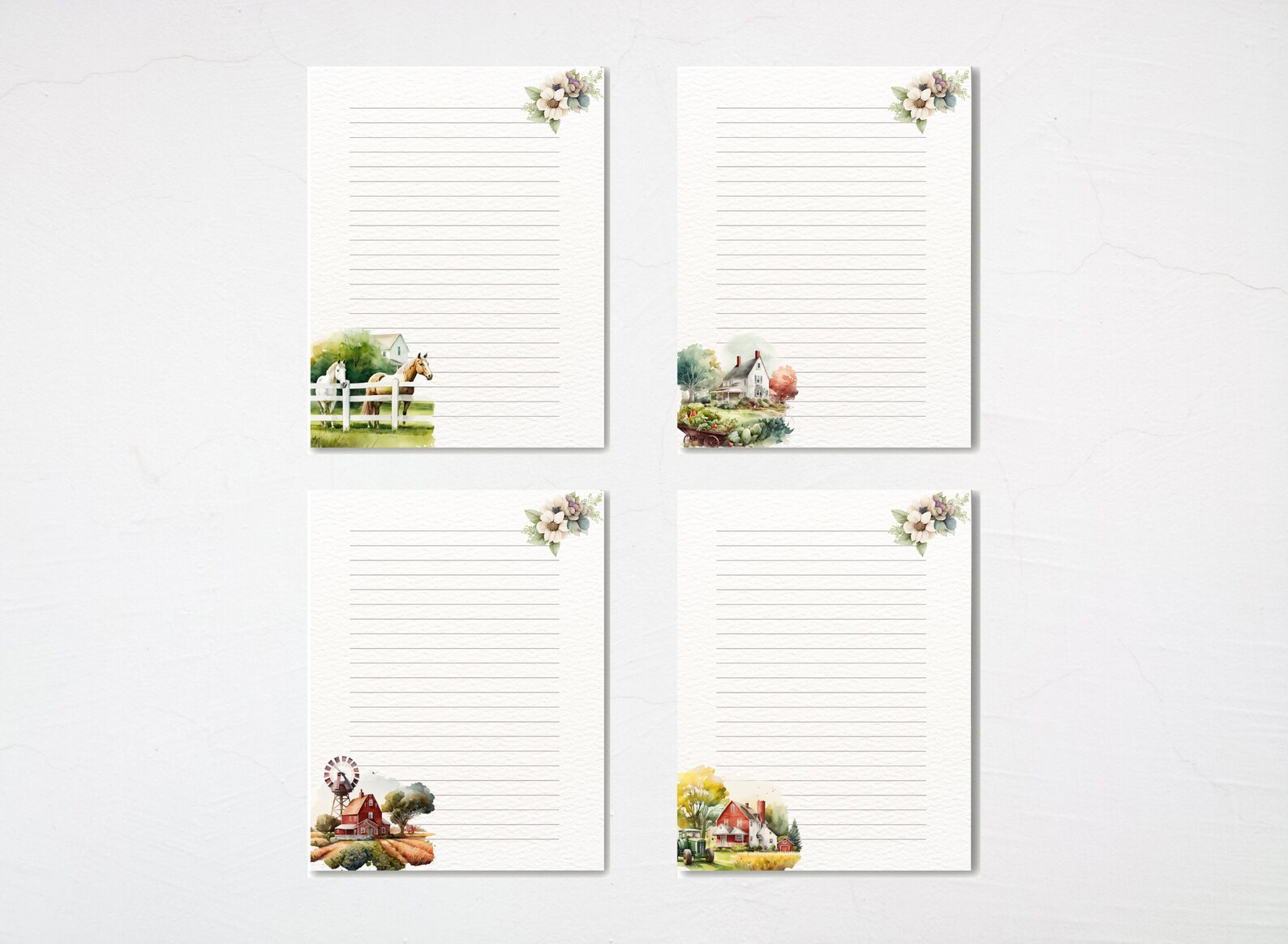 Down on the Farm Printable Stationery, Printable Writing Paper ...