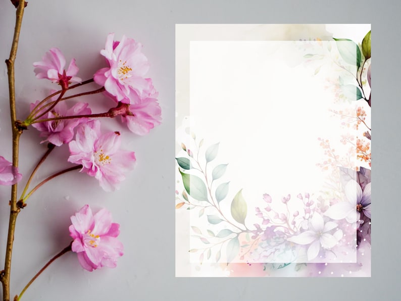 Spring Flowers Printable Stationery, Printable Writing Paper, Printable ...