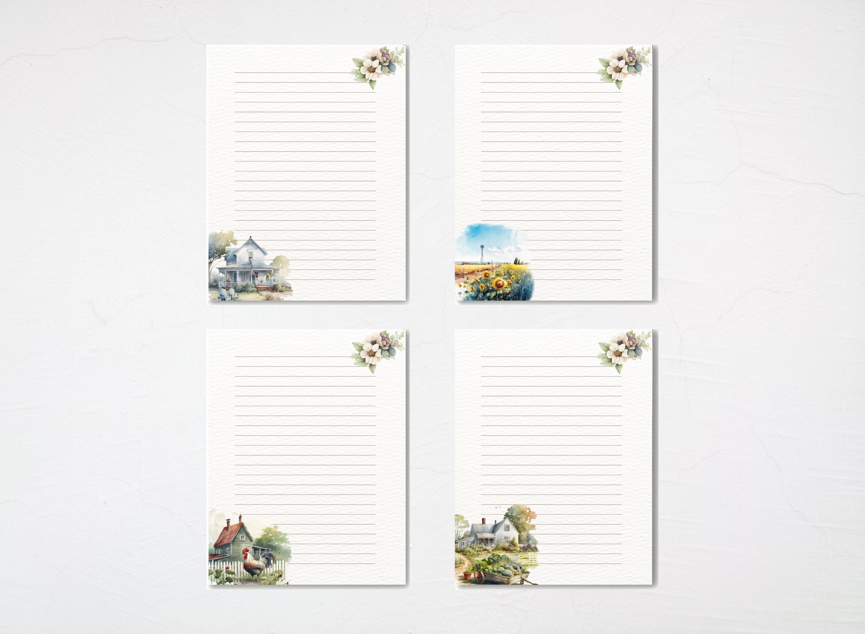 Down on the Farm Printable Stationery, Printable Writing Paper ...