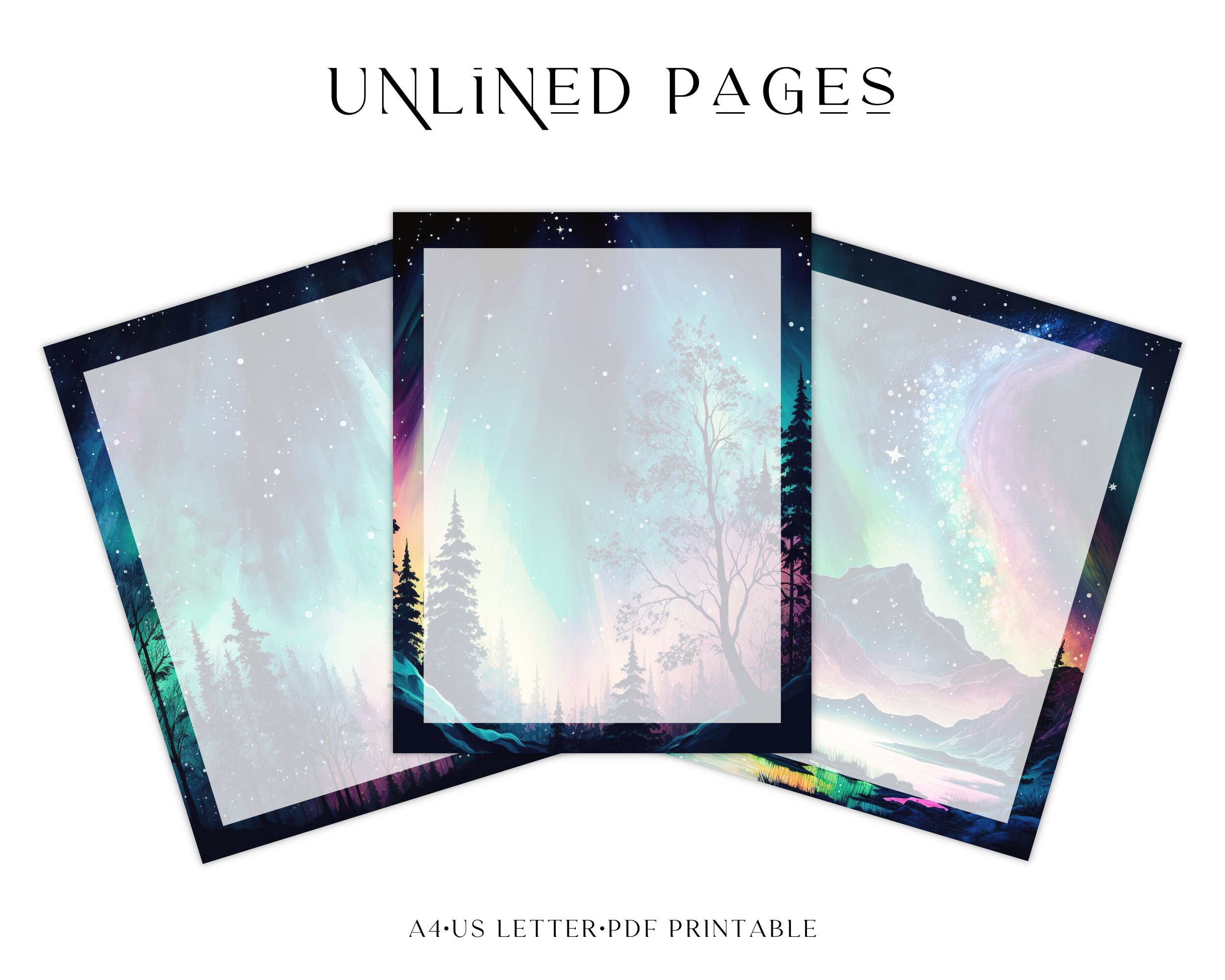 Northern Lights Printable Stationery, Printable Writing Paper, A4 ...
