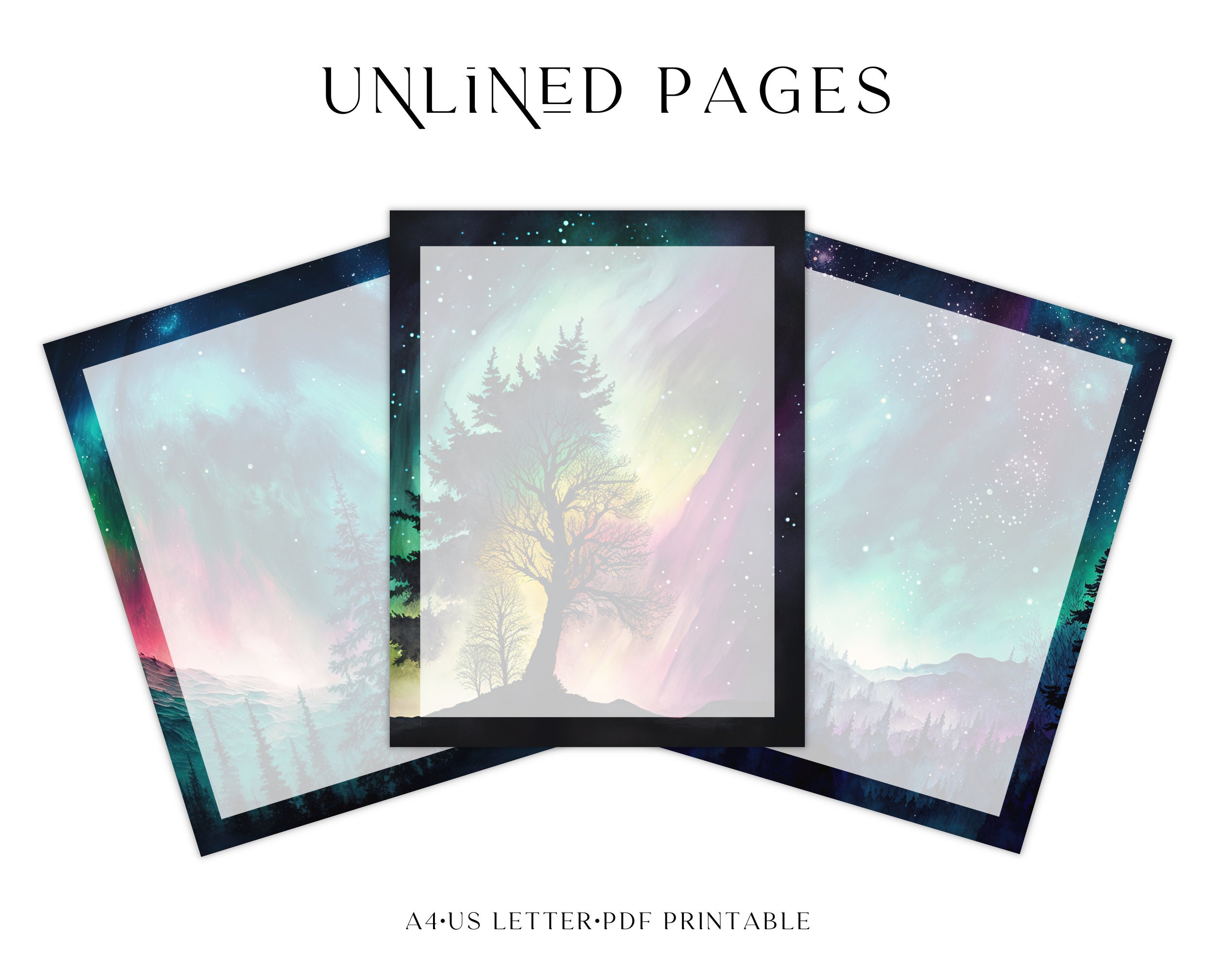 Northern Lights Printable Stationery, Printable Writing Paper, A4 ...