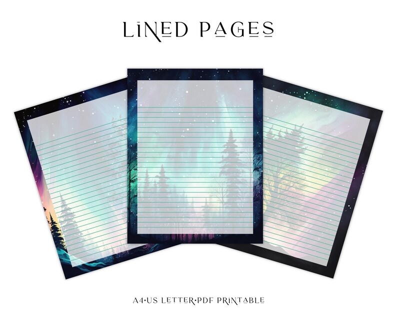 Northern Lights Printable Stationery, Printable Writing Paper, A4 ...