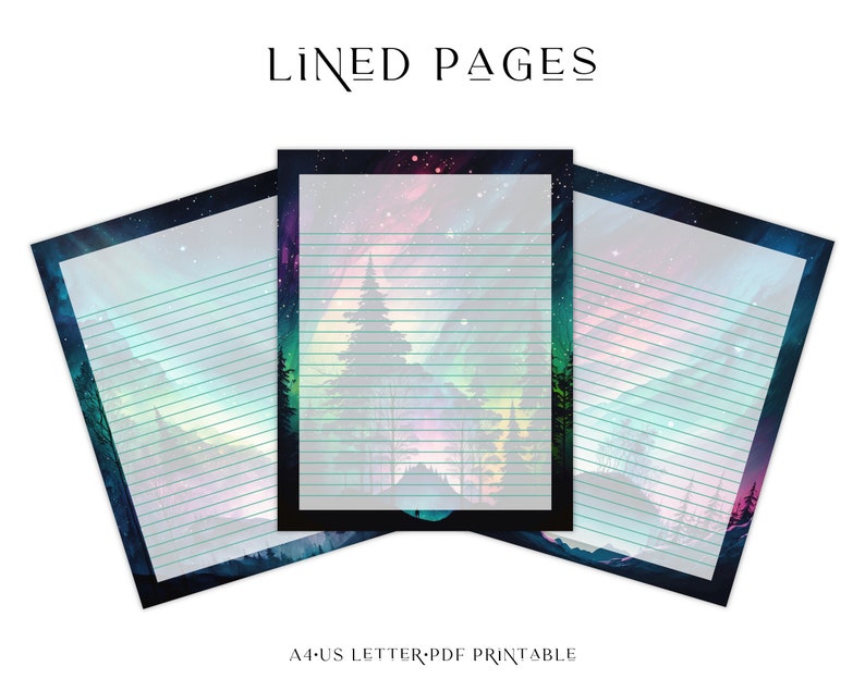 Northern Lights Printable Stationery, Printable Writing Paper, A4 ...
