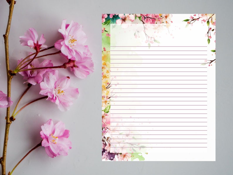 Spring Flowers Printable Stationery, Printable Writing Paper, Printable ...