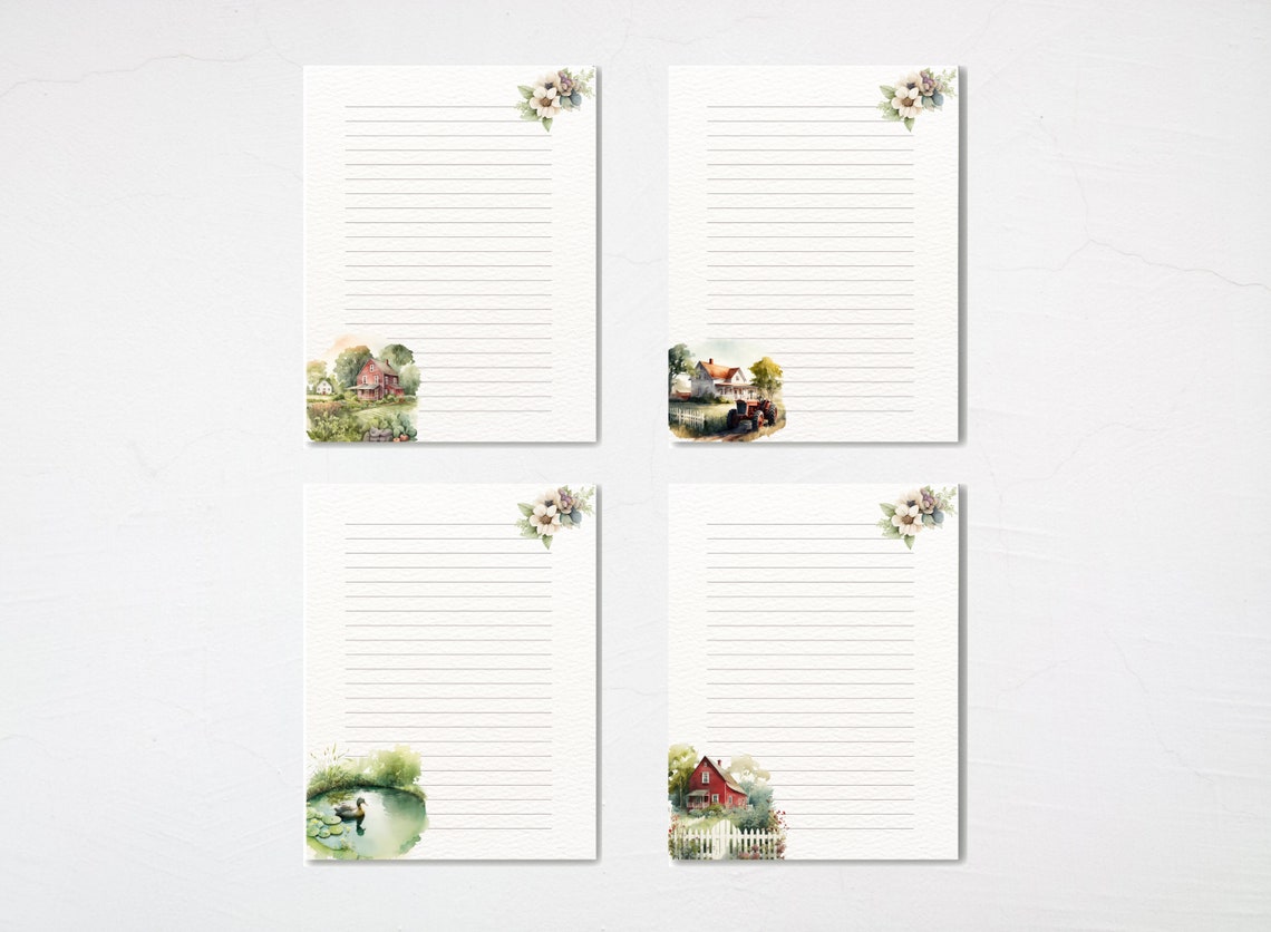 Down on the Farm Printable Stationery, Printable Writing Paper ...