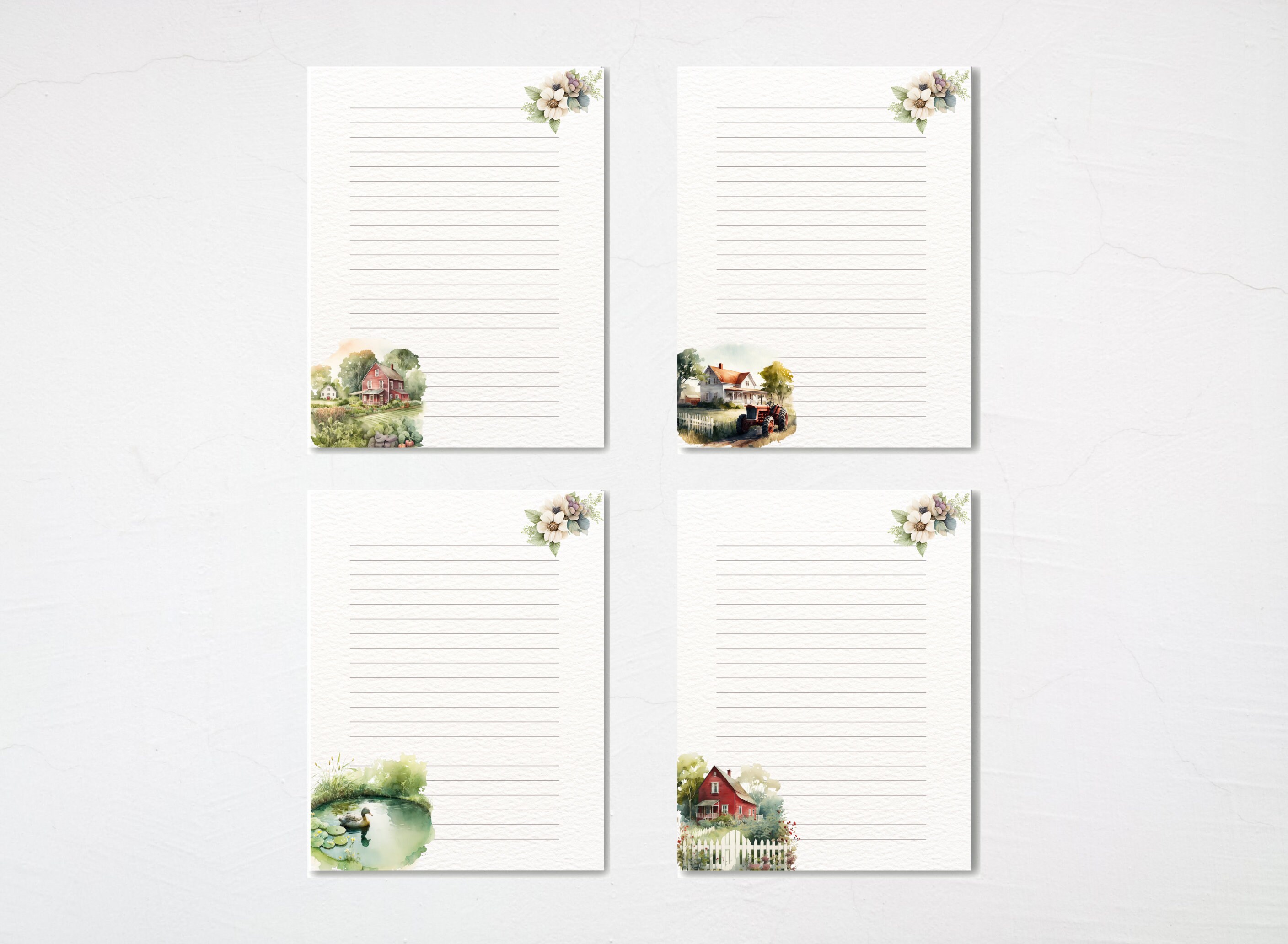 Down on the Farm Printable Stationery, Printable Writing Paper ...