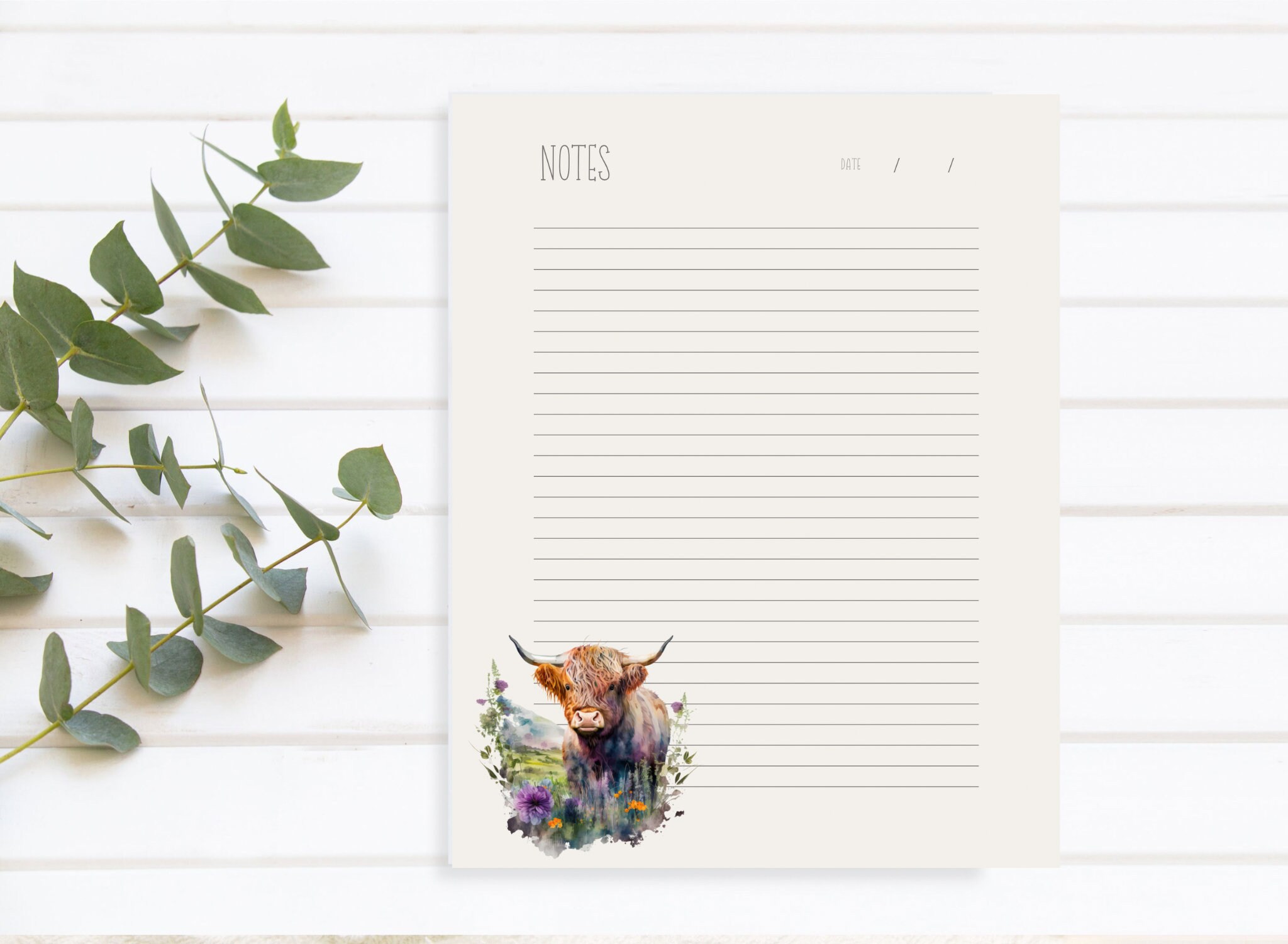 Watercolor Scottish Highland Cow Stationery, Printable Writing Paper ...