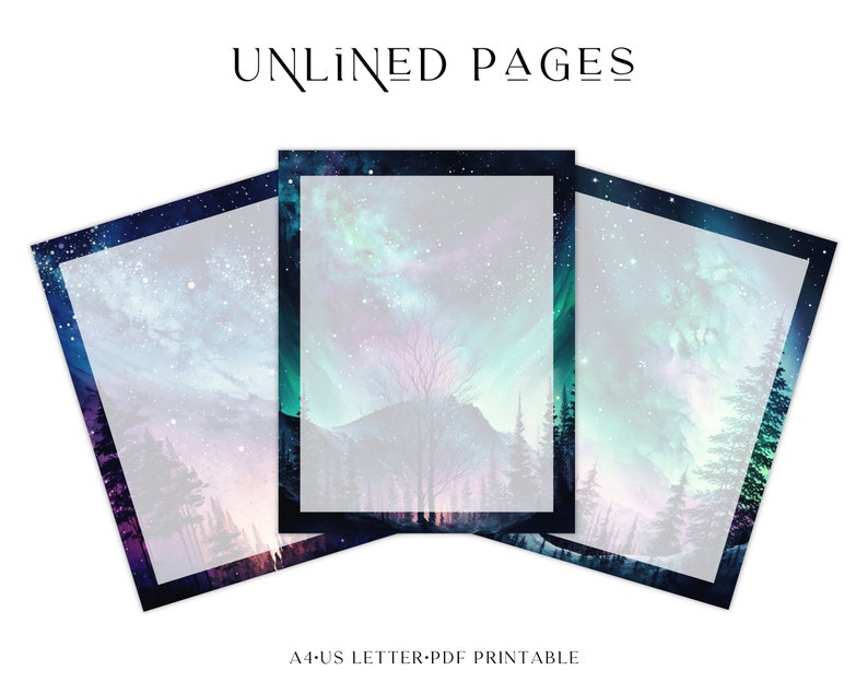 Northern Lights Printable Stationery, Printable Writing Paper, A4 ...