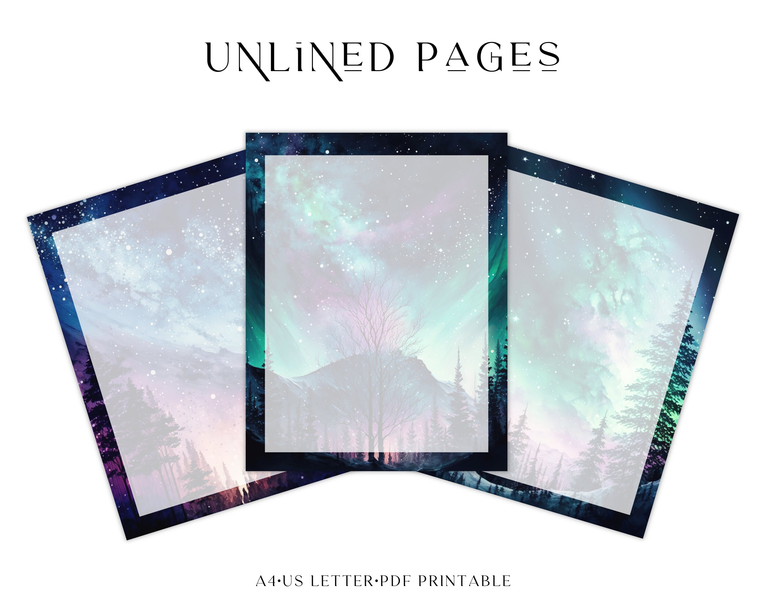 Northern Lights Printable Stationery, Printable Writing Paper, A4 ...