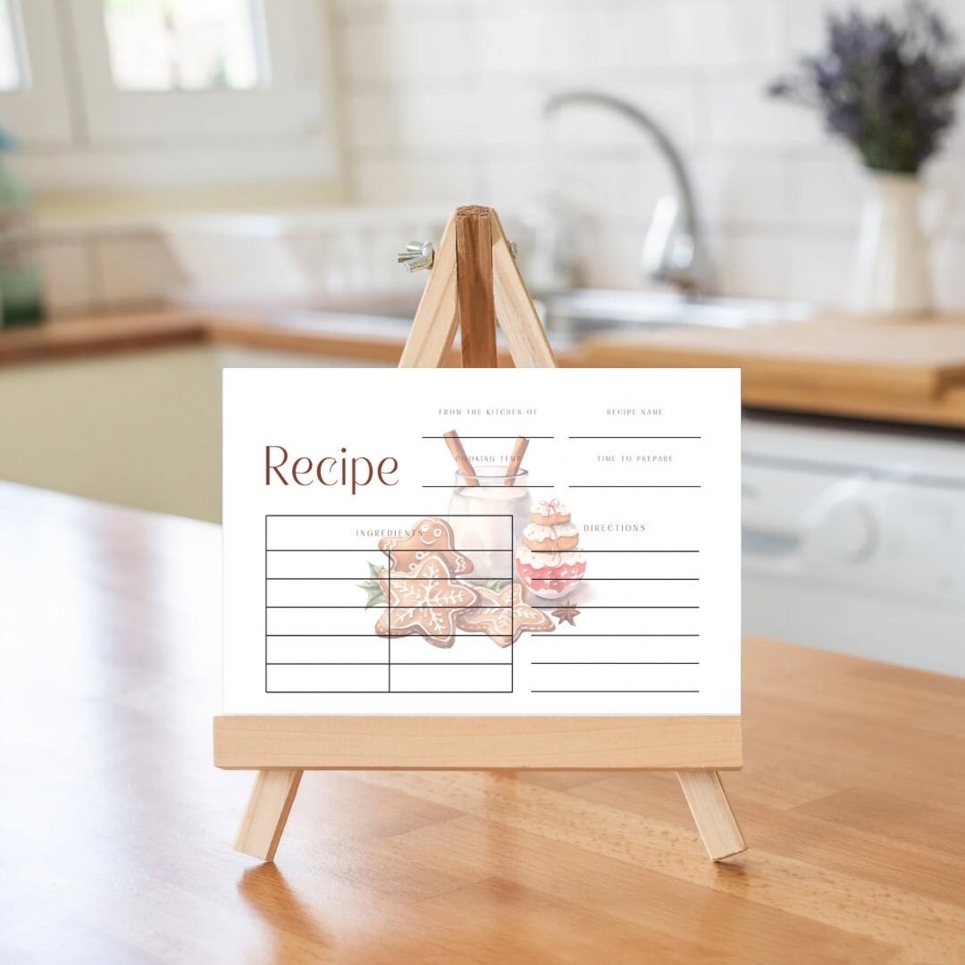 Printable Gingerbread Men Recipe Cards | Digital Download (4x6 & 5x7 ...