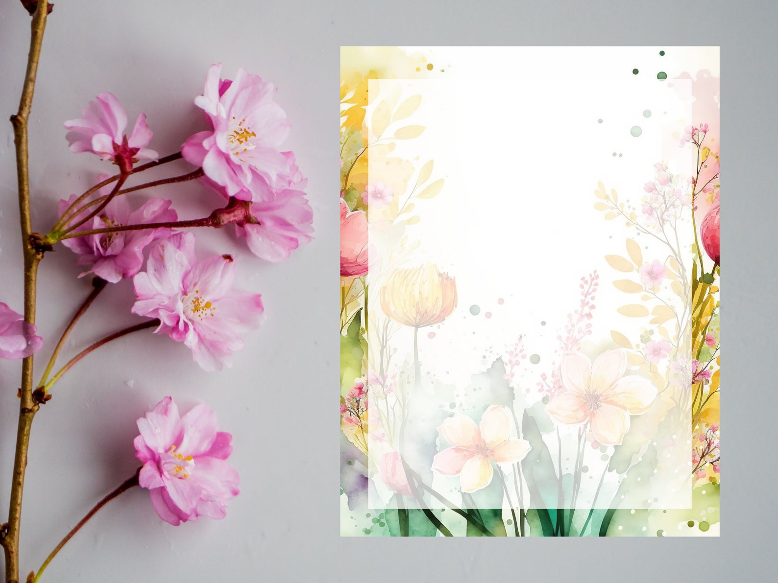 Spring Flowers Printable Stationery, Printable Writing Paper, Printable ...