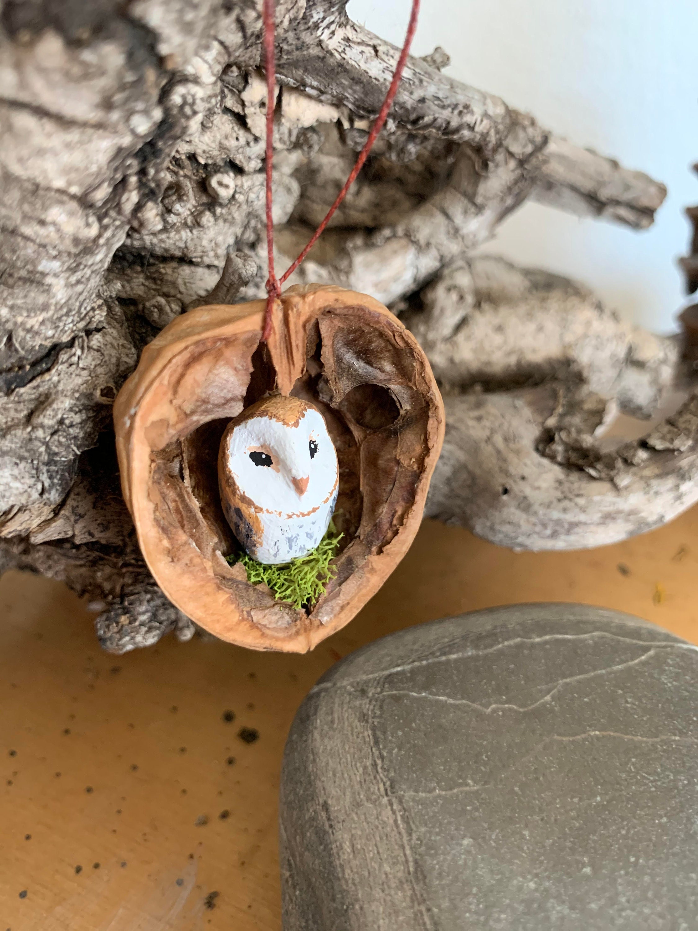 Miniature Owl Figurine, Harry Potter Tree Ornament, Walnut Shell ...