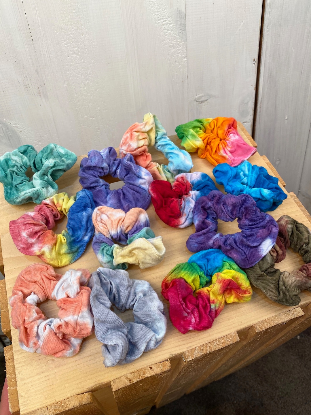 Set of Five Small Tie-dye Hair Scrunchies // Hair Tie / Hair Ties ...