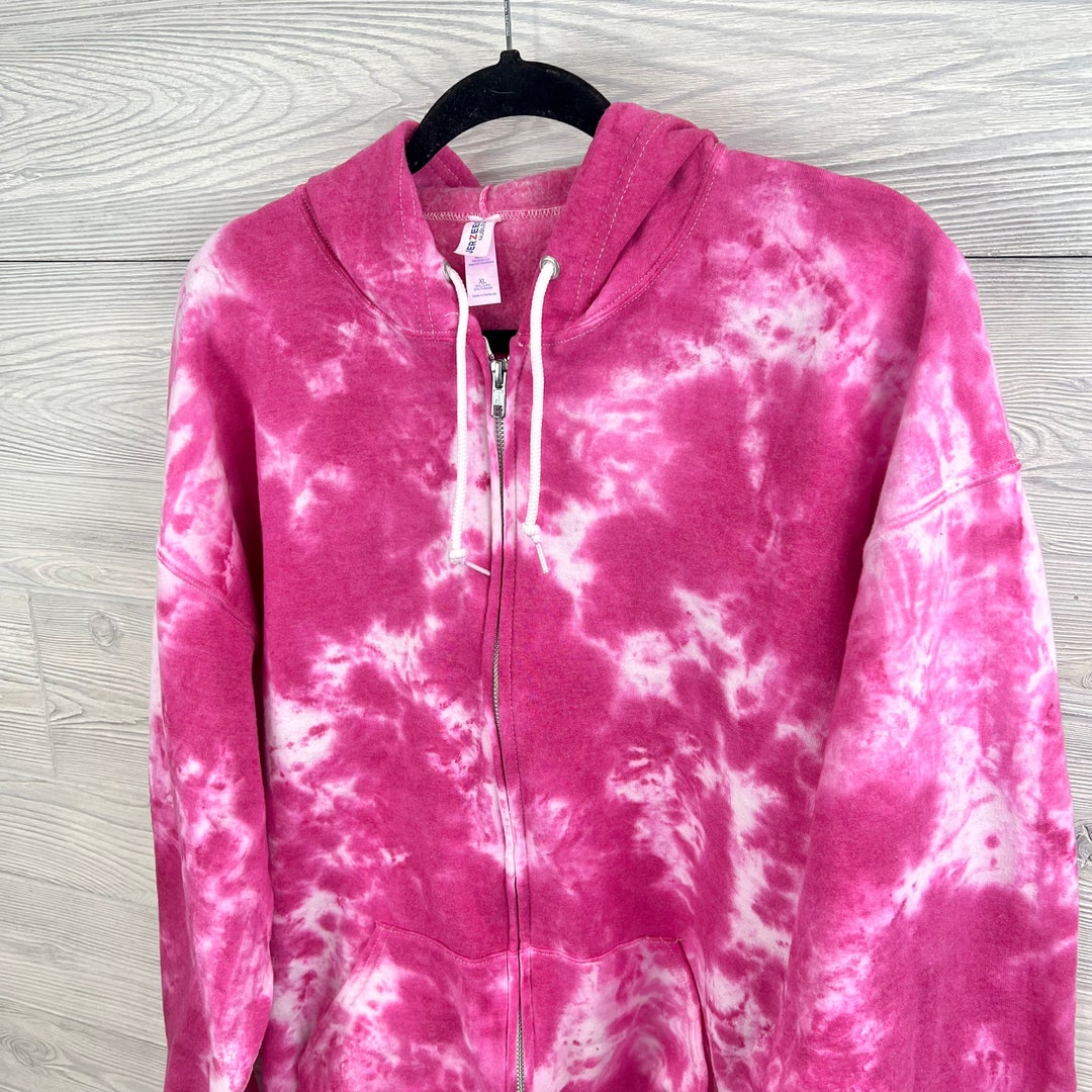 Tie Dye Zip Up Hoodie Berry Fuchsia And Light Pink Loungewear Etsy
