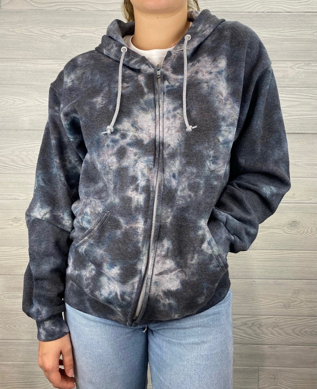 Tie-dye Zip-up Hoodie // Wind: Black & Gray // Loungewear - Etsy Tie-dye Zip-up Hoodie // Wind: Black & Gray // Loungewear - Etsy