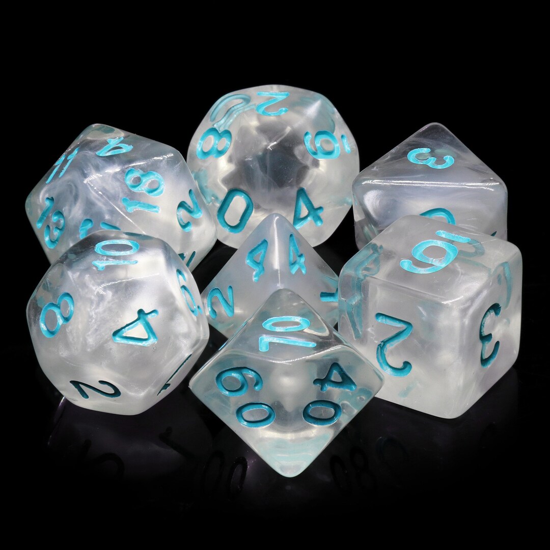 HD Frozen Heart Dice Set, 7 Piece Polyhedral Dice Set, DND, RPG Dice ...