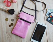 Small Pink Neck Bag Pouch for Cell Phone Mini Travel Neck - Etsy