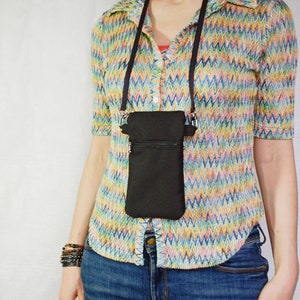 Small Black Cell Phone Neck Bag Case, Necklace Bag Mobile Phone Sleeve ...