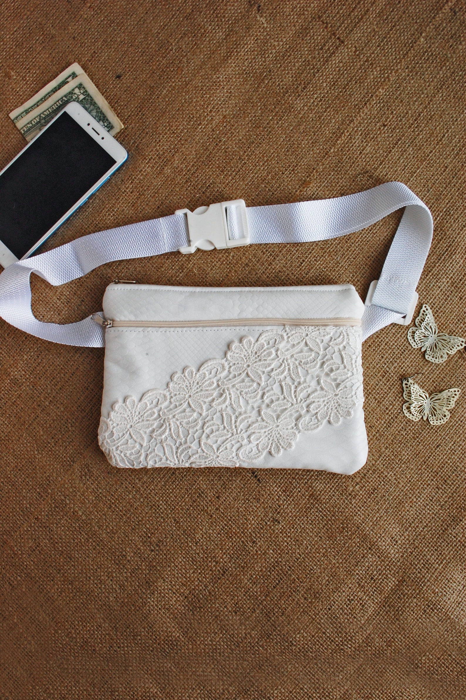 Milk White Bridal Fanny Pack, Small Faux Python Leather Waist Bag ...