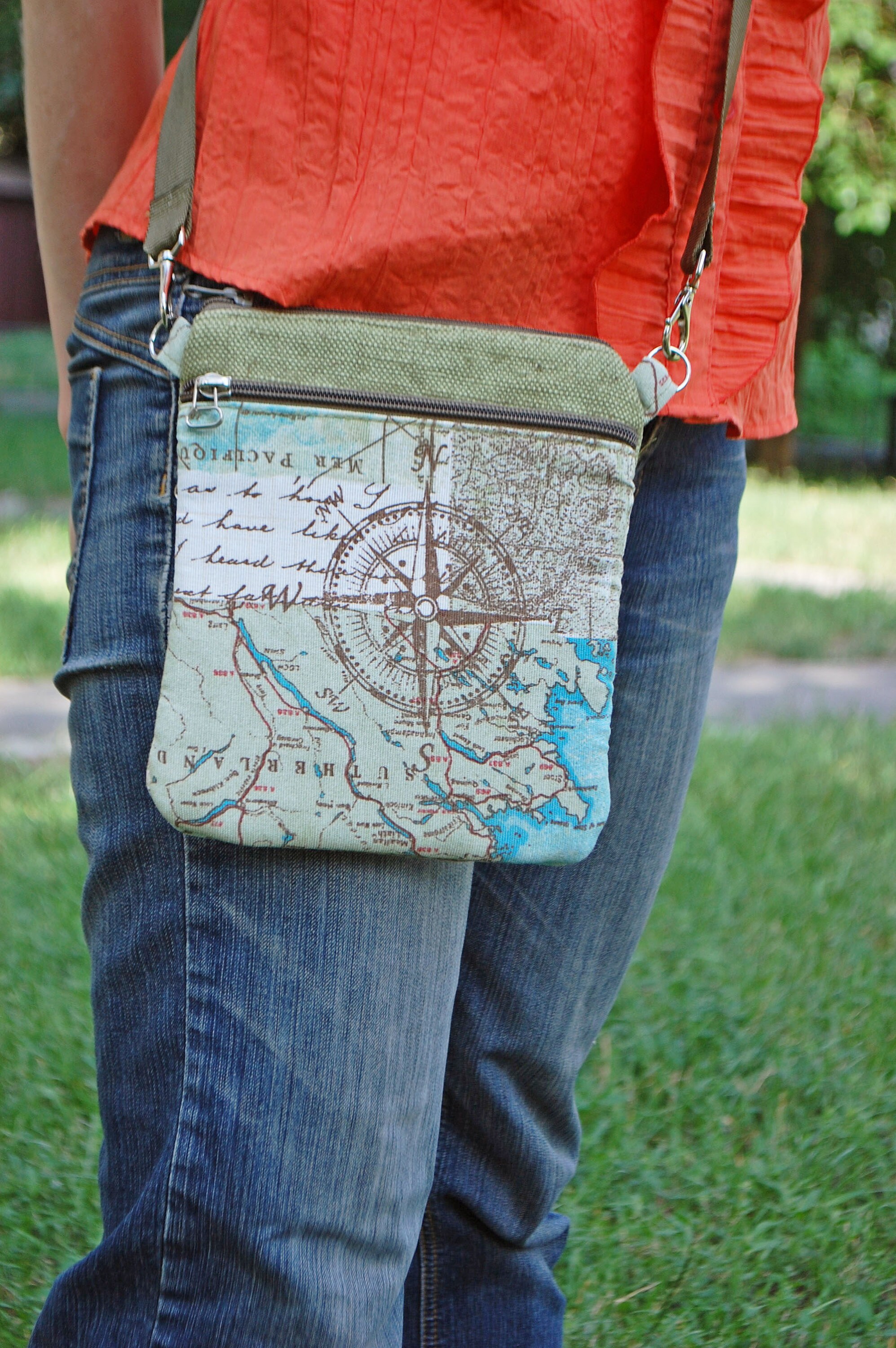 Green Cross Body Bag Women Vegan Pockets Small Over Shoulder - Etsy
