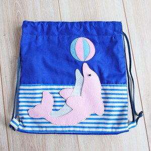 Dolphin Applique Drawstring Bag, Handmade Cotton Sack - Etsy