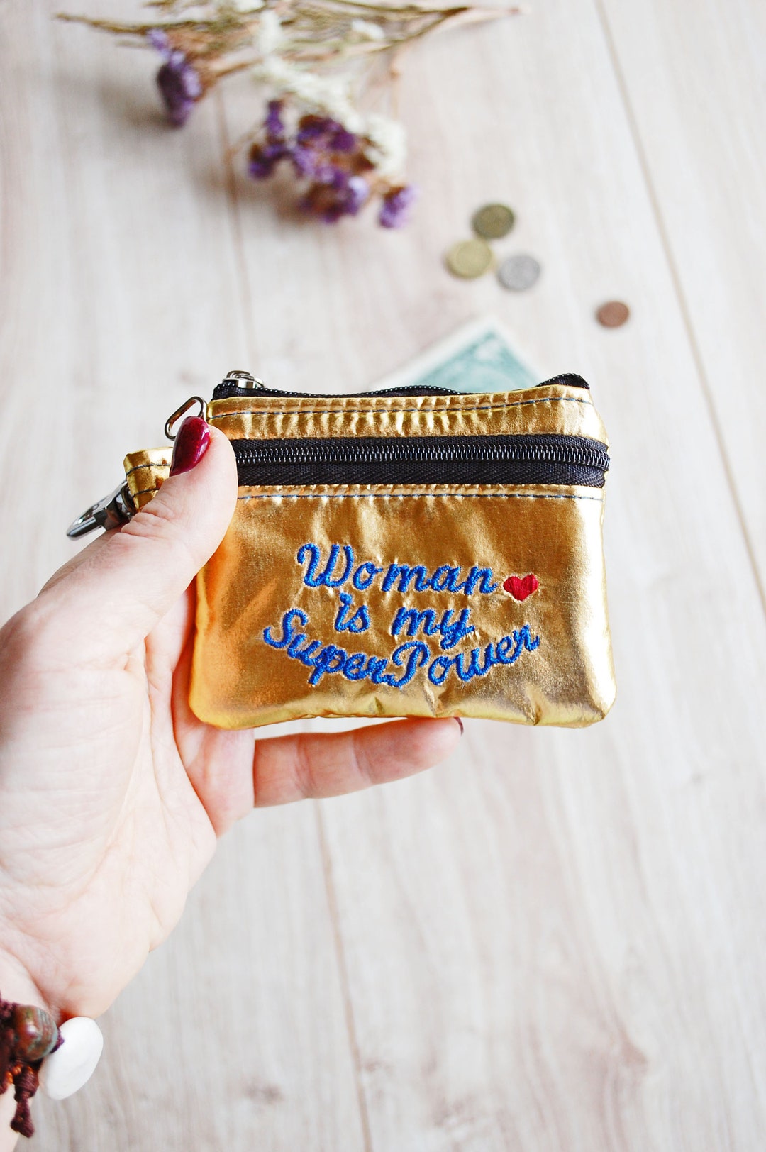 Woman Superpower Coin Purse, Personalized Zipper Pouch, Keyring - Etsy
