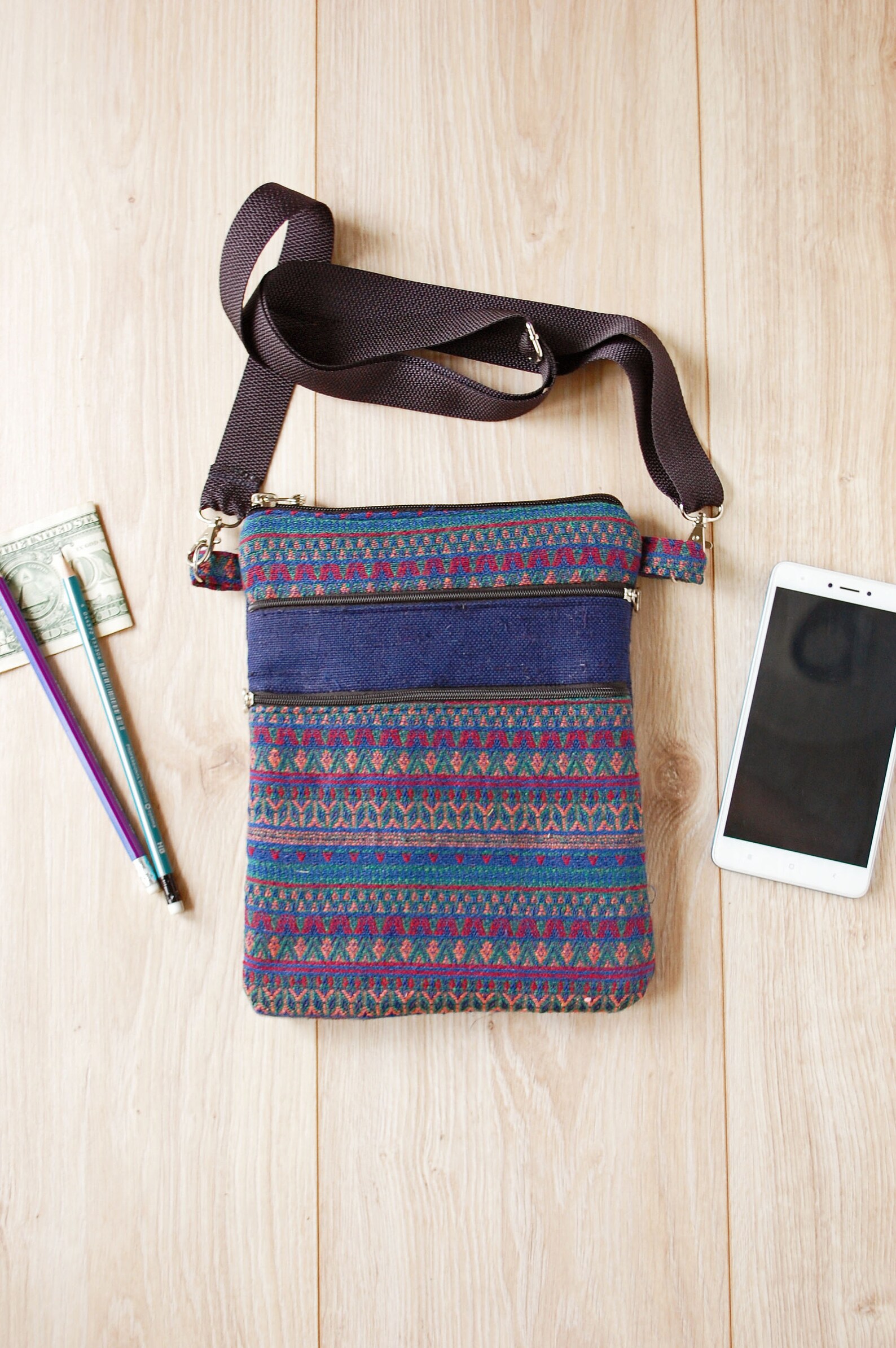 Boho Ethnic Crossbody Purse, Small Burlap Shoulder Bag - Etsy